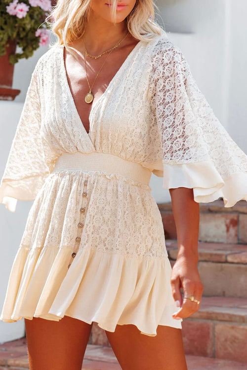 Dreamy Date Lace V-Neck Mini Dress – Beetsweeti