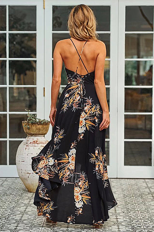 Flare Rosette Crossback Maxi Dress - 2 Colors – Beetsweeti